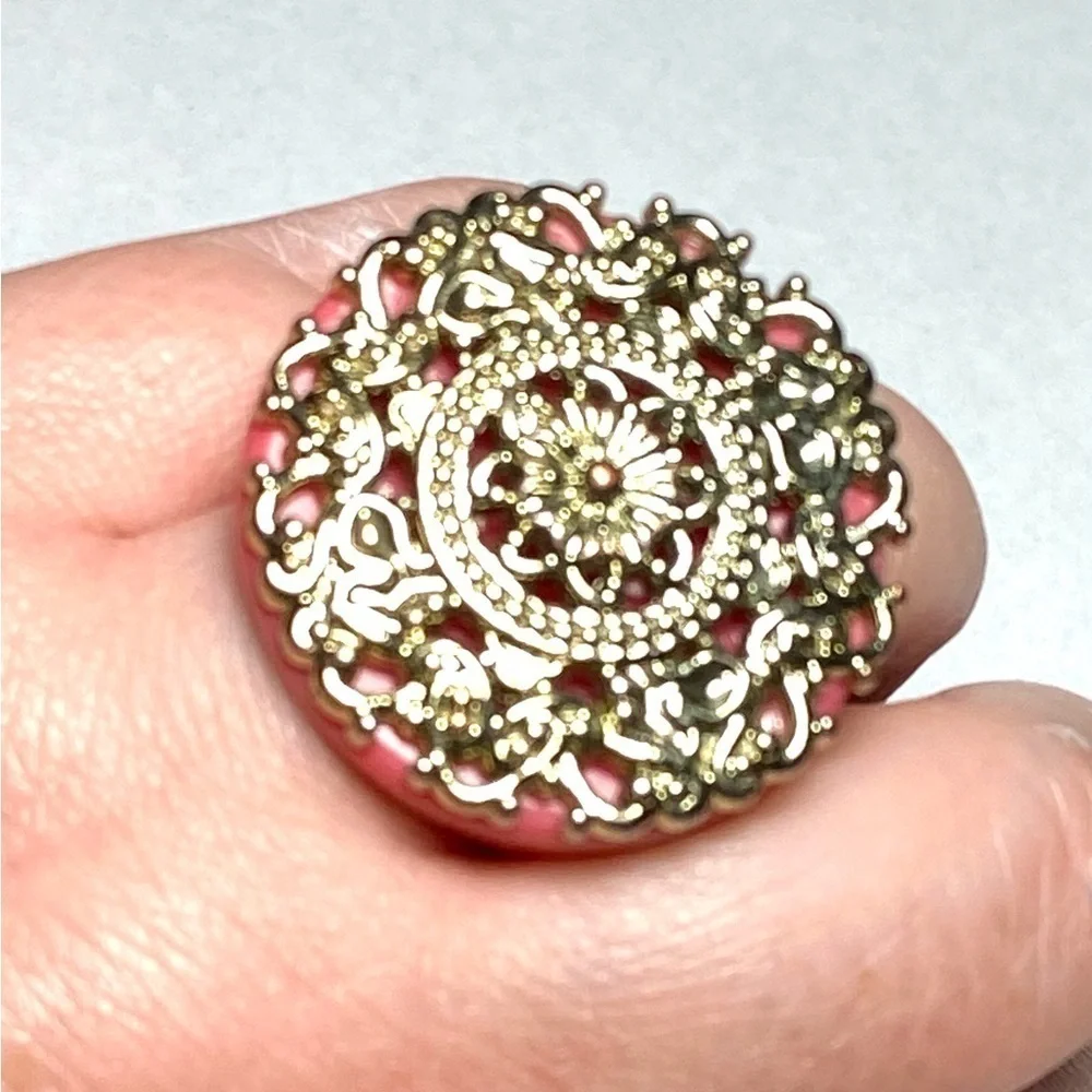 Jewelry | Ring Acrylic Pink Metal Design Size 7 Plastic | Poshmark